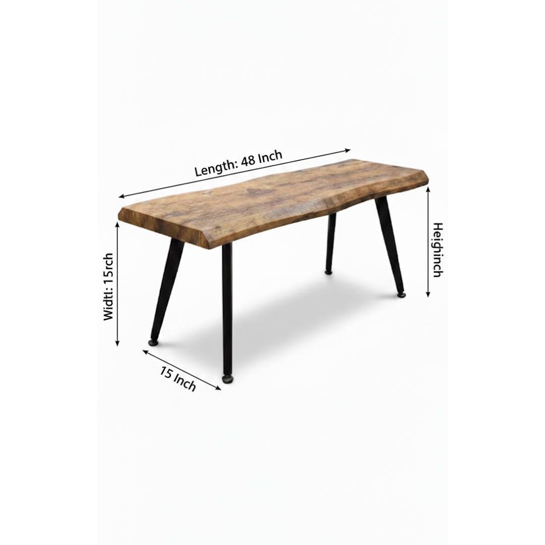 Lia Live Edge Bench | 48-Inch Modern Wood Grain MDF Dining Bench ...